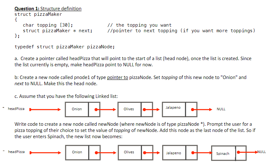 Solved Question 1: Structure definition struct pizzaMaker | Chegg.com Solved Question 1: Structure definition struct pizzaMaker | Chegg.com
