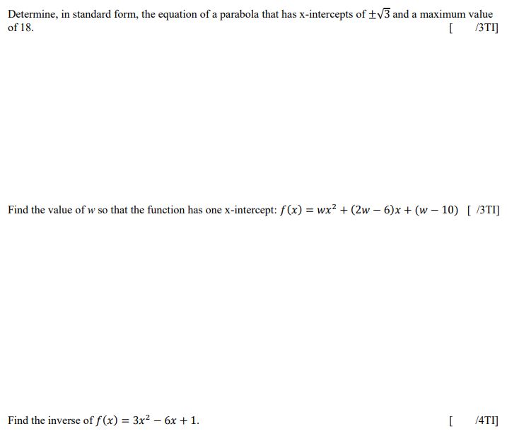 Solved Determine, in standard form, the equation of a | Chegg.com
