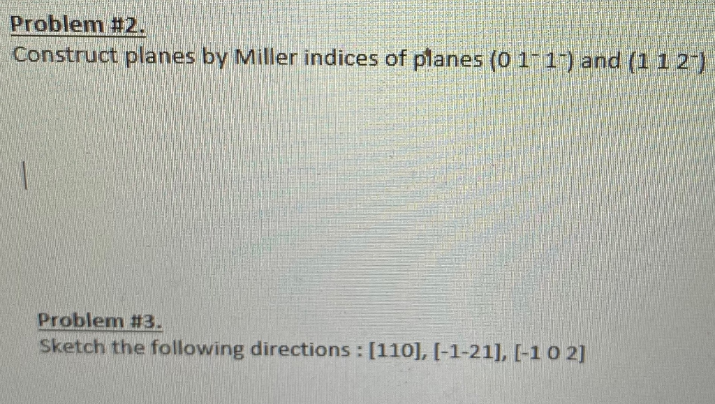 Solved Problem #2. Construct planes by Miller indices of | Chegg.com