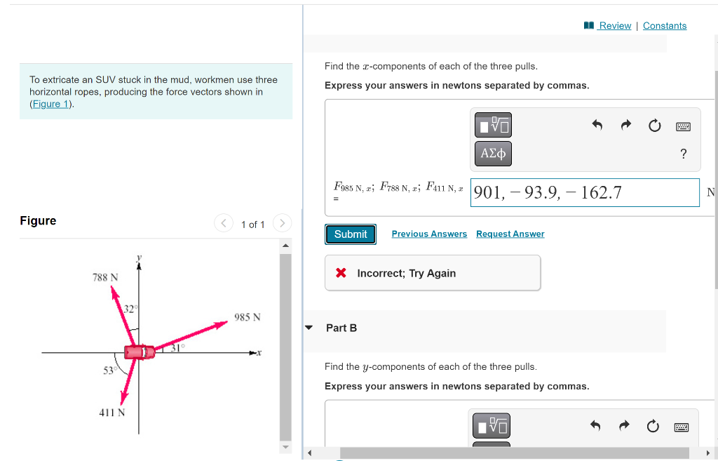 Solved To extricate an SUV stuck in the mud, workmen use | Chegg.com