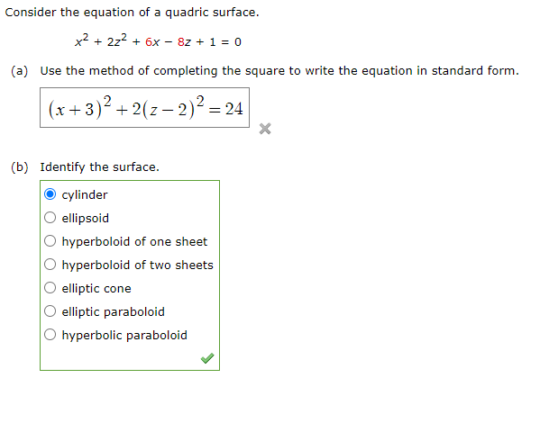 Solved Consider the equation of a quadric surface. | Chegg.com
