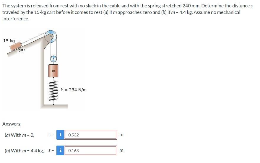 Solved The system is released from rest with no slack in the | Chegg.com