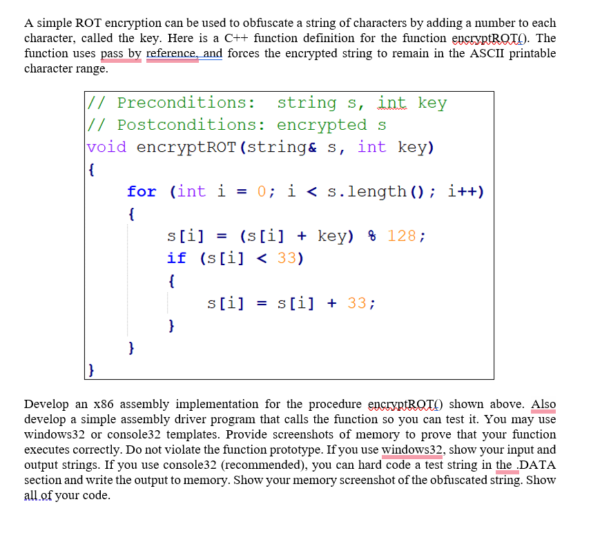 Solved A simple ROT encryption can be used to obfuscate a | Chegg.com