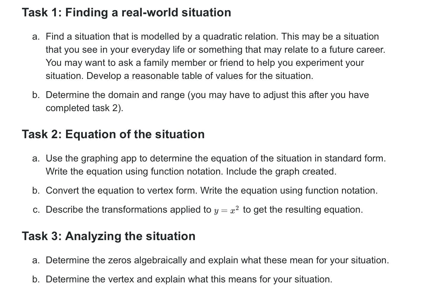 Solved Task 1: Finding a real-world situation a. Find a | Chegg.com