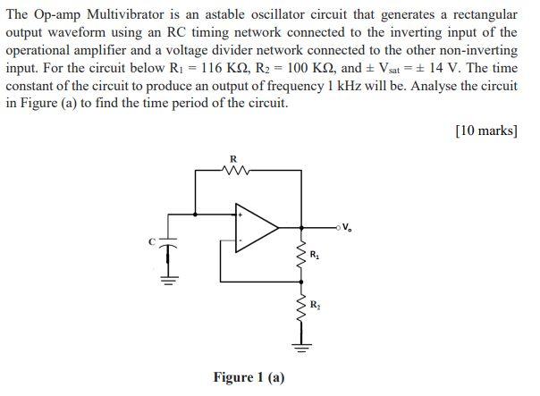 Solved The Op-amp Multivibrator is an astable oscillator | Chegg.com