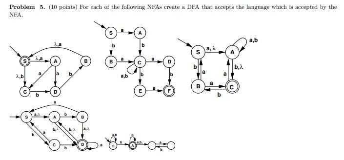 Solved Problem 5. (10 points) For each of the following NFAs | Chegg.com