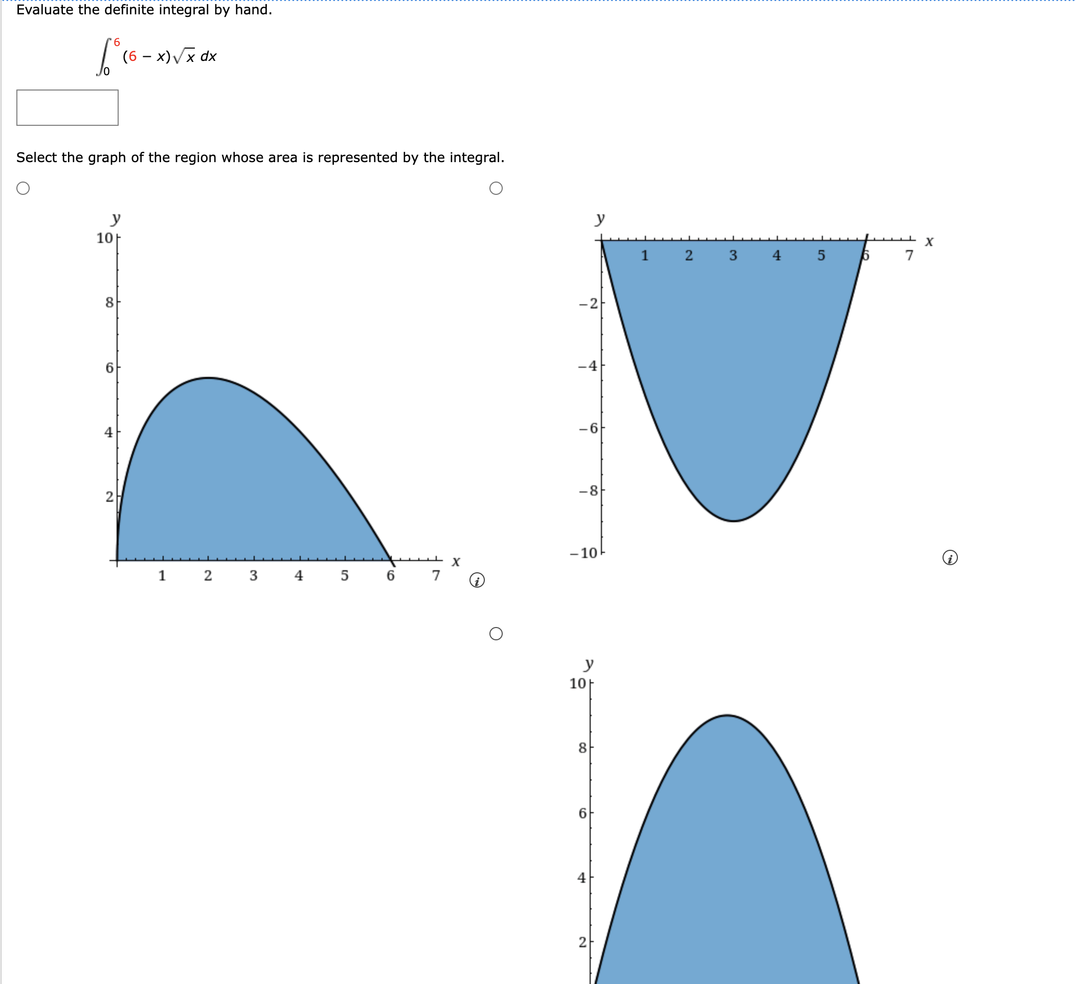 Solved Evaluate the definite integral by hand. ∫06(6−x)xdx | Chegg.com