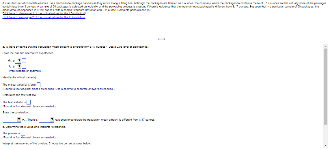 Solved mean amount dispensed is 8.169 ounces, with a sample | Chegg.com