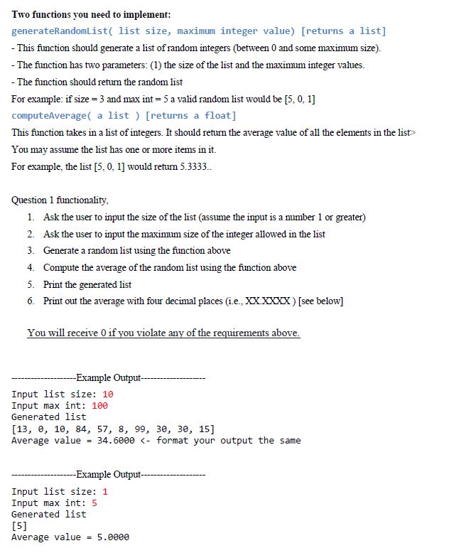 Solved Question 1 functionality, 1. Ask the user to input | Chegg.com