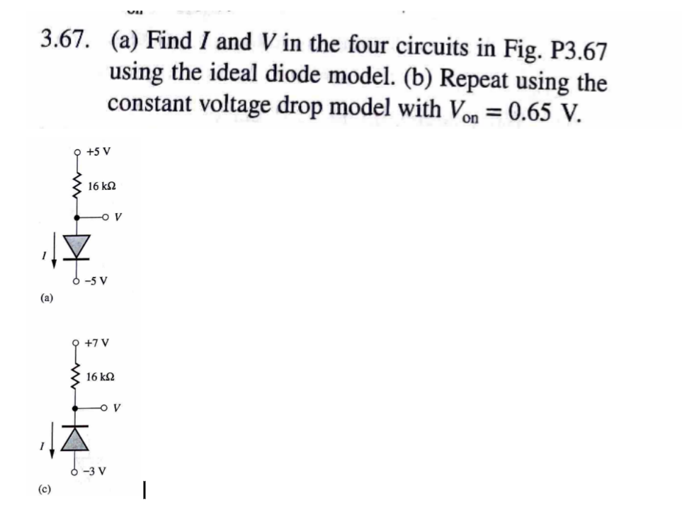 Solved 67. (a) Find I and V in the four circuits in Fig. | Chegg.com