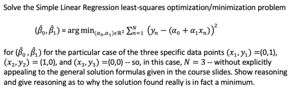 Solved Solve the Simple Linear Regression least-squares | Chegg.com