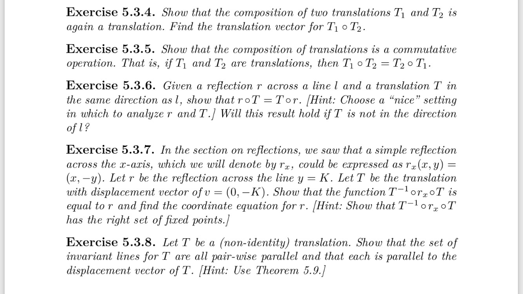 Solved 4. Show that the composition of two translations T1 | Chegg.com