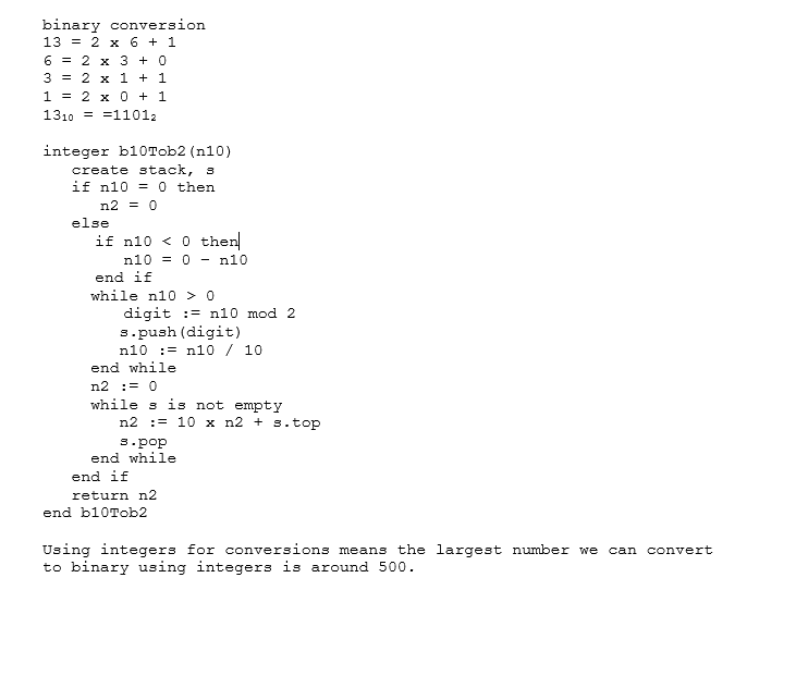 Solved Translate The Binary Conversion Algorithm B10 Tob2 0295