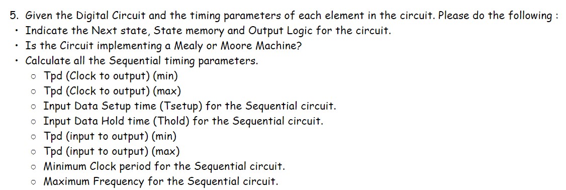 Solved 5. Given the Digital Circuit and the timing | Chegg.com