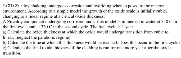 1.(21) Zr alloy cladding undergoes corrosion and | Chegg.com