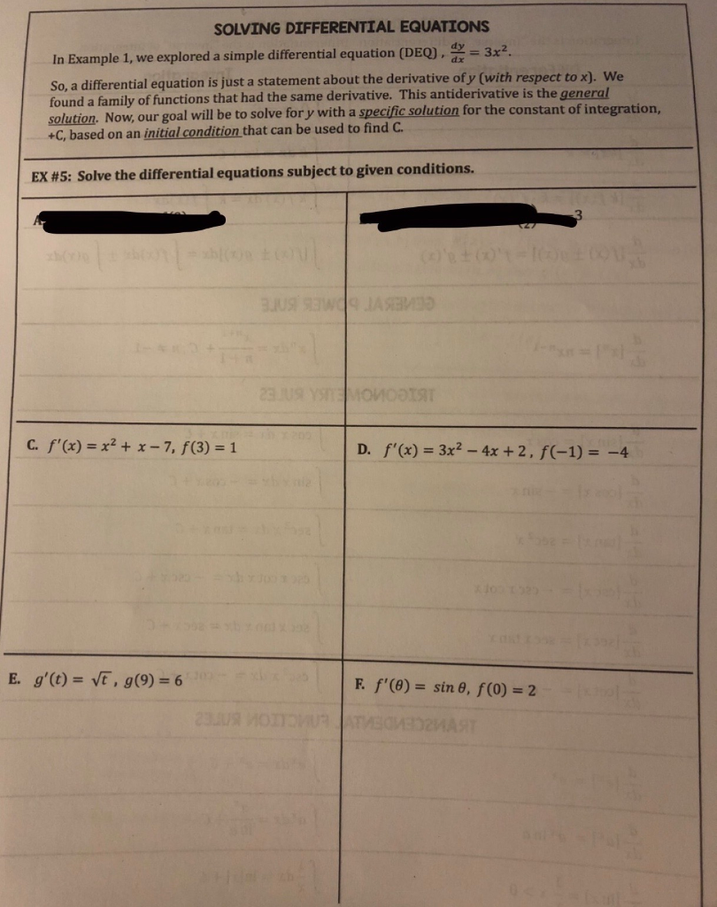Solved SOLVING DIFFERENTIAL EQUATIONS In Example 1, we | Chegg.com