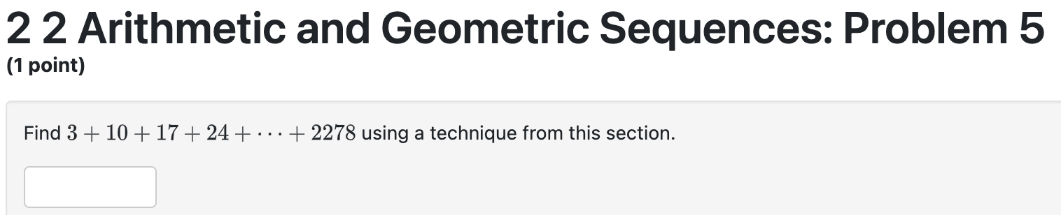 Solved 22 Arithmetic and Geometric Sequences: Problem 5 (1 | Chegg.com