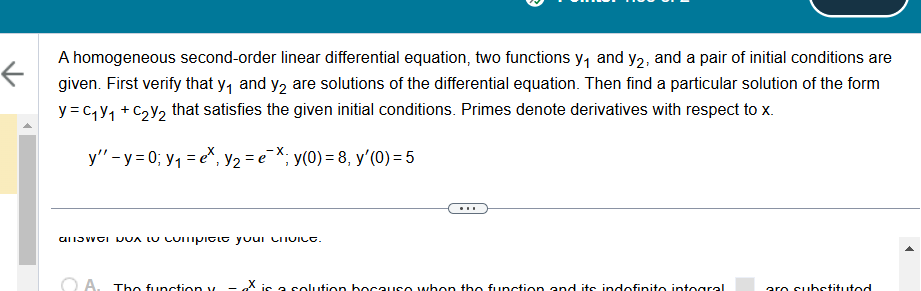 Solved A homogeneous second-order linear differential | Chegg.com