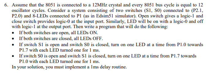 Solved 6. Assume that the 8051 is connected to a 12MHz | Chegg.com