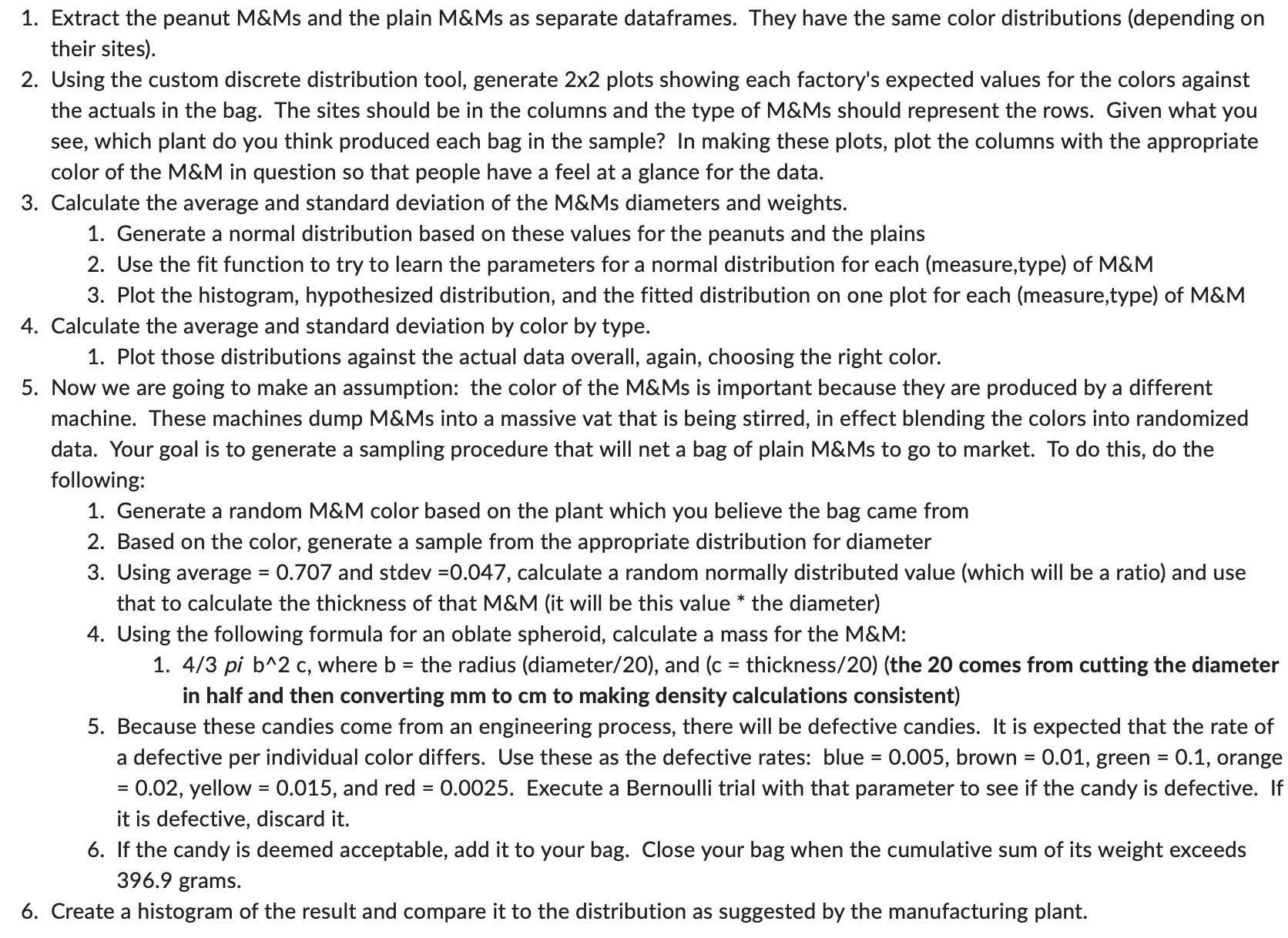 1. Extract the peanut M\&Ms and the plain M&Ms as | Chegg.com