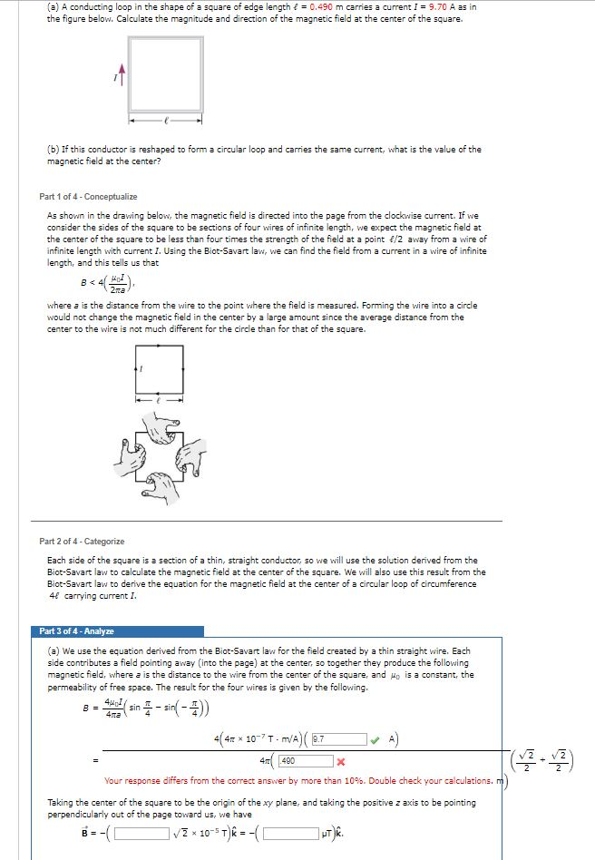 Solved (a) A conducting loop in the shape of a square of | Chegg.com