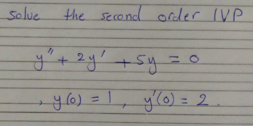 Solved solue the second order IVP y"+ 2y + sy y (0) = 1, | Chegg.com