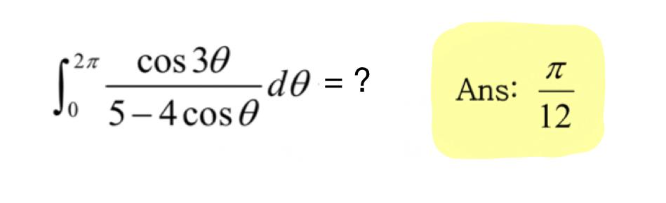 Solved 2. cos 30 si do = ? 5-4cos e Ans: 12 | Chegg.com