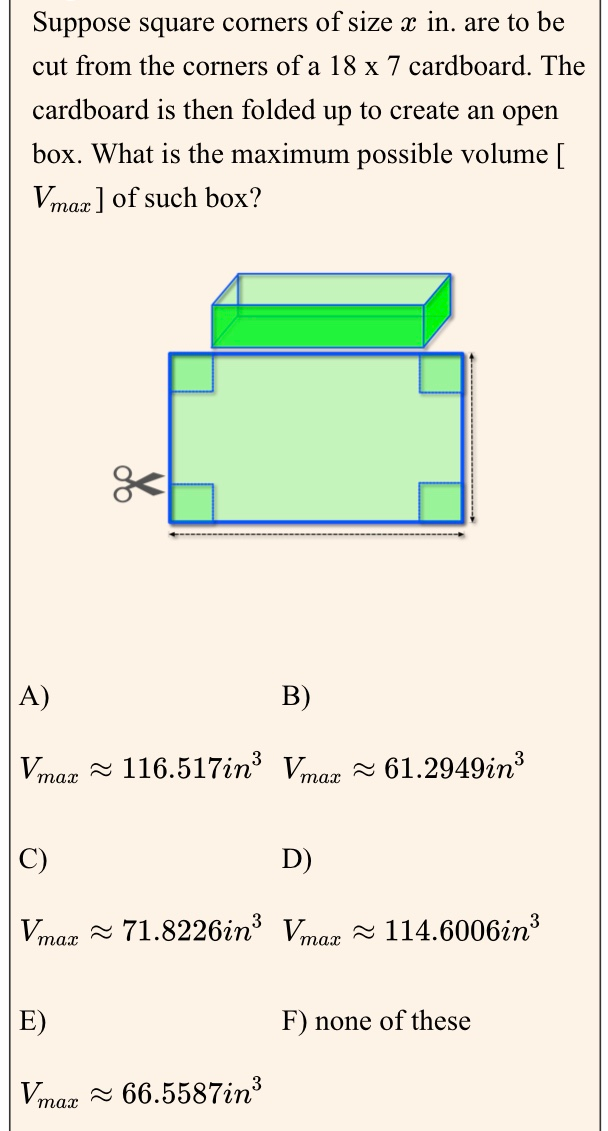 Solved Find the smallest possible surface area for an | Chegg.com