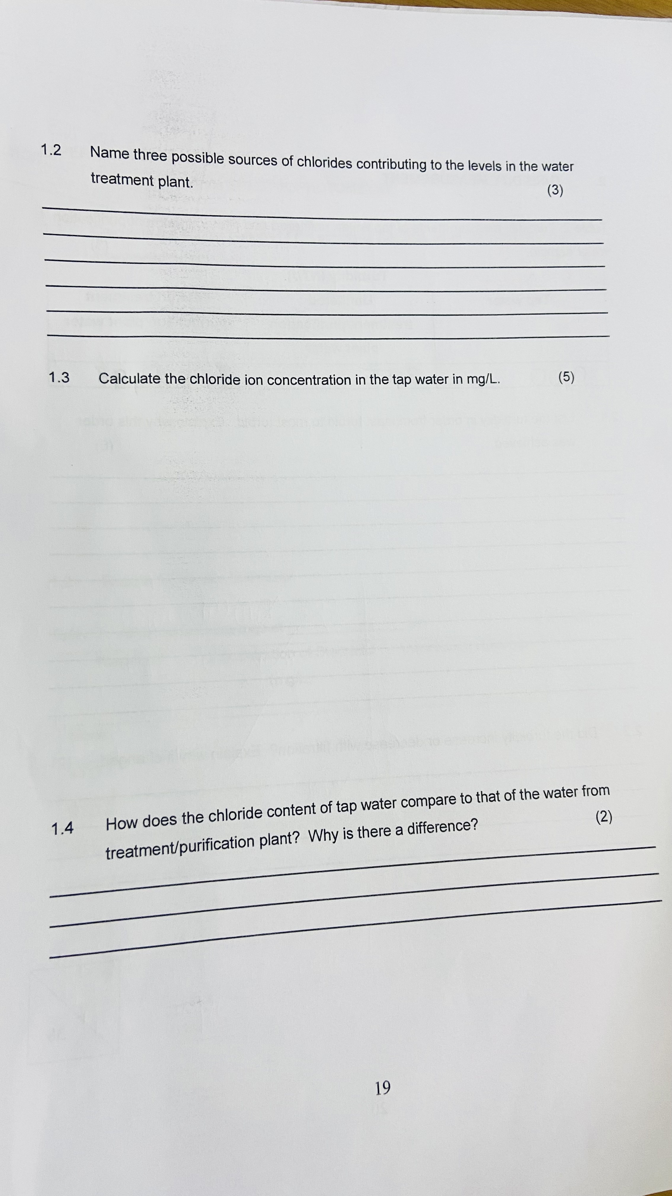 Solved 1.2 ﻿Name three possible sources of chlorides | Chegg.com