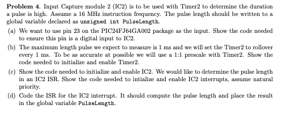 Problem 4 Input Capture Module 2 Ic2 Is To Be Used 9890