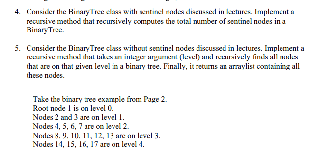 Solved 4 Consider The Binarytree Class With Sentinel Nodes
