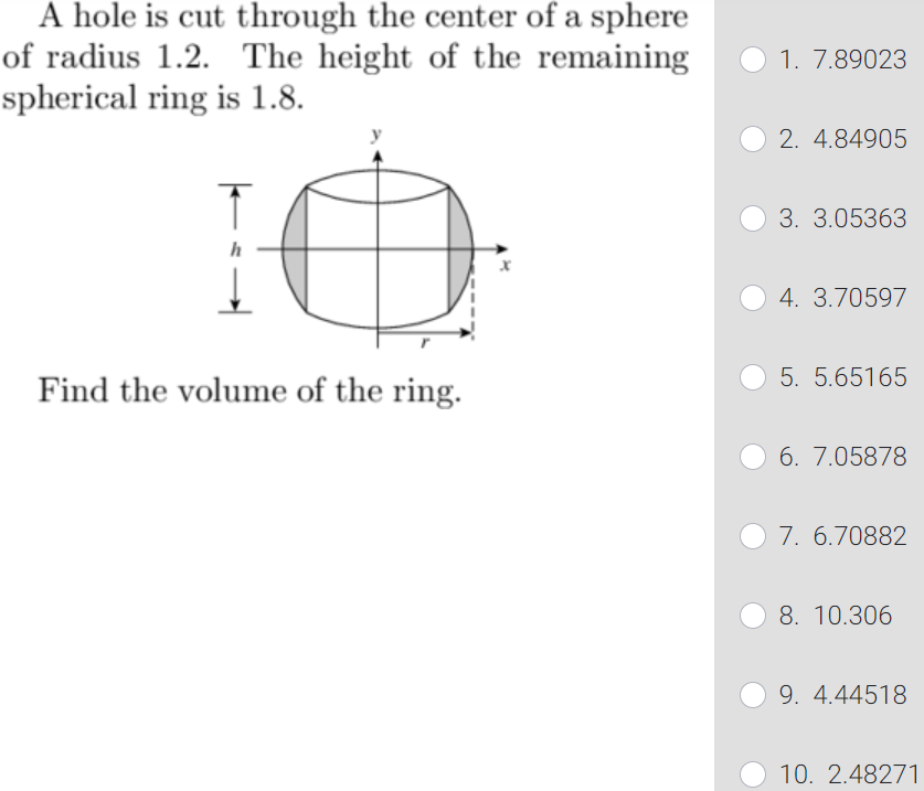 Solved A hole is cut through the center of a sphere of | Chegg.com