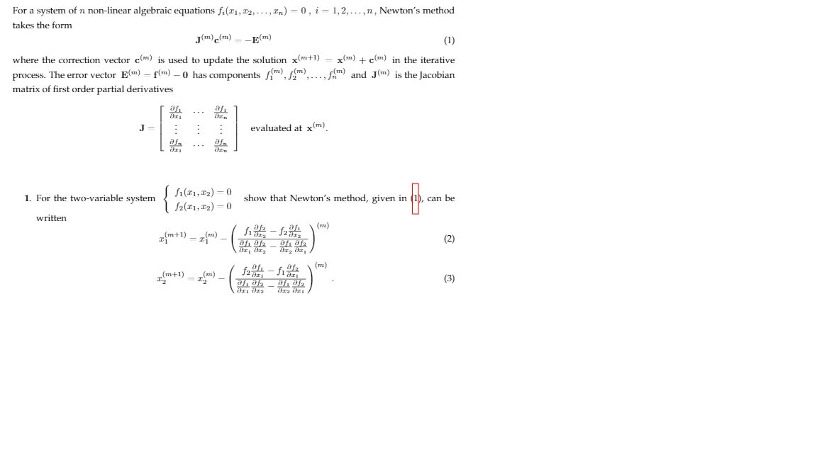 Solved For a system of n non-linear algebraic equations | Chegg.com