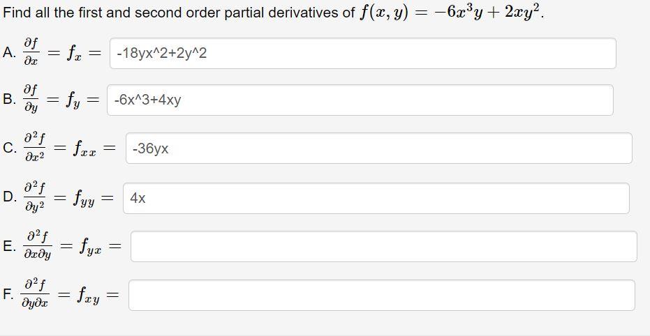 Solved Find all the first and second order partial | Chegg.com