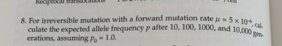 Solved For irreversible mutation with a forward mutation | Chegg.com