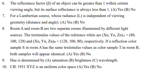 Solved 6. The reflectance factor (β) of an object can be | Chegg.com