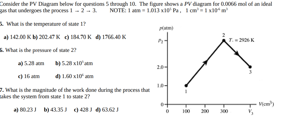 Solved Consider the PV Diagram below for questions 5 through | Chegg.com