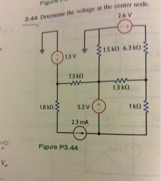 Solved Determine the voltage at the center node. | Chegg.com