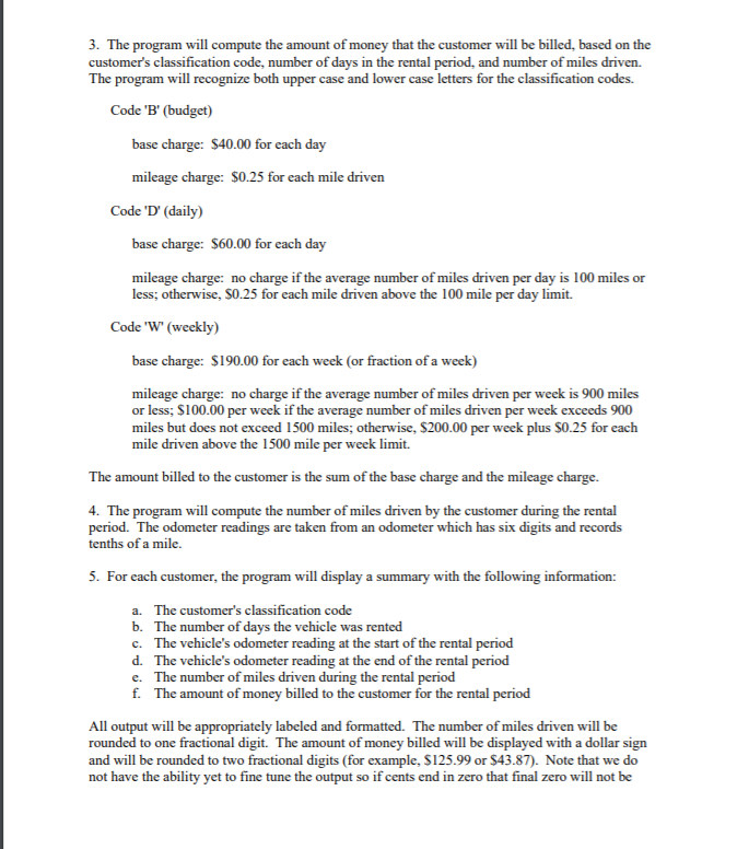 Solved Assignment Specifications The program will compute | Chegg.com