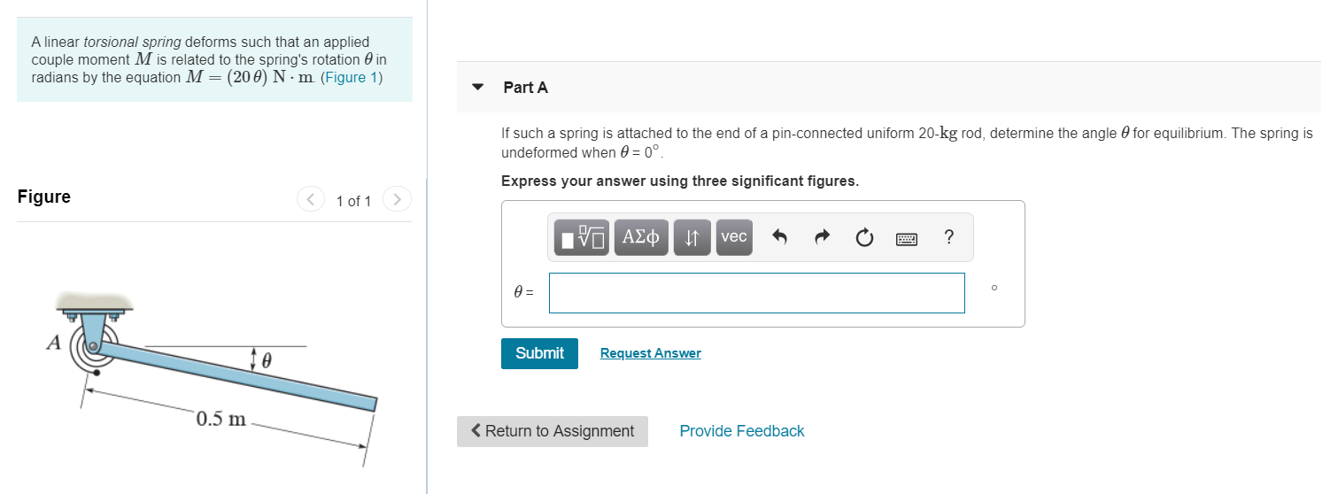 Solved A linear torsional spring deforms such that an | Chegg.com