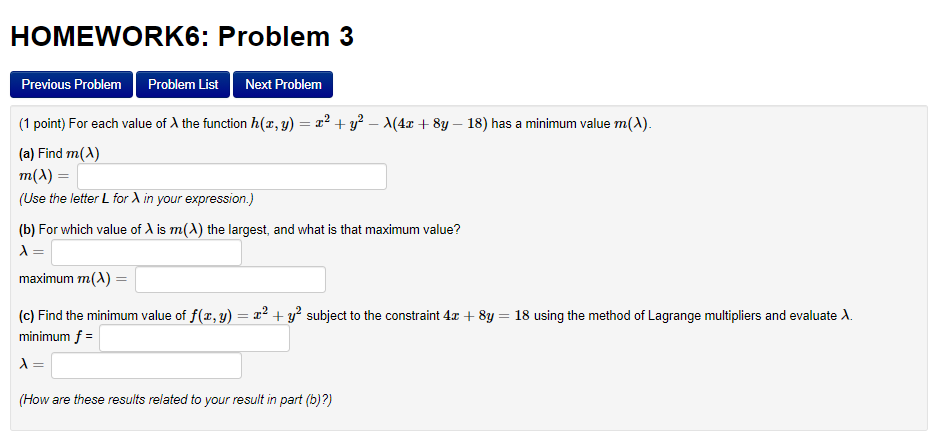 Solved HOMEWORK6: Problem 3 Previous Problem Problem List | Chegg.com