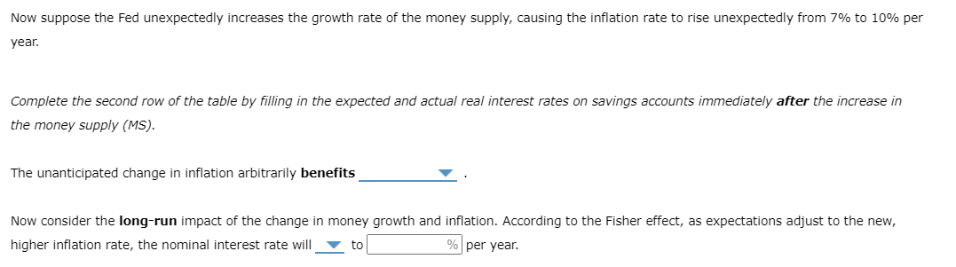 Solved 3. The Fisher effect and the cost of unexpected | Chegg.com