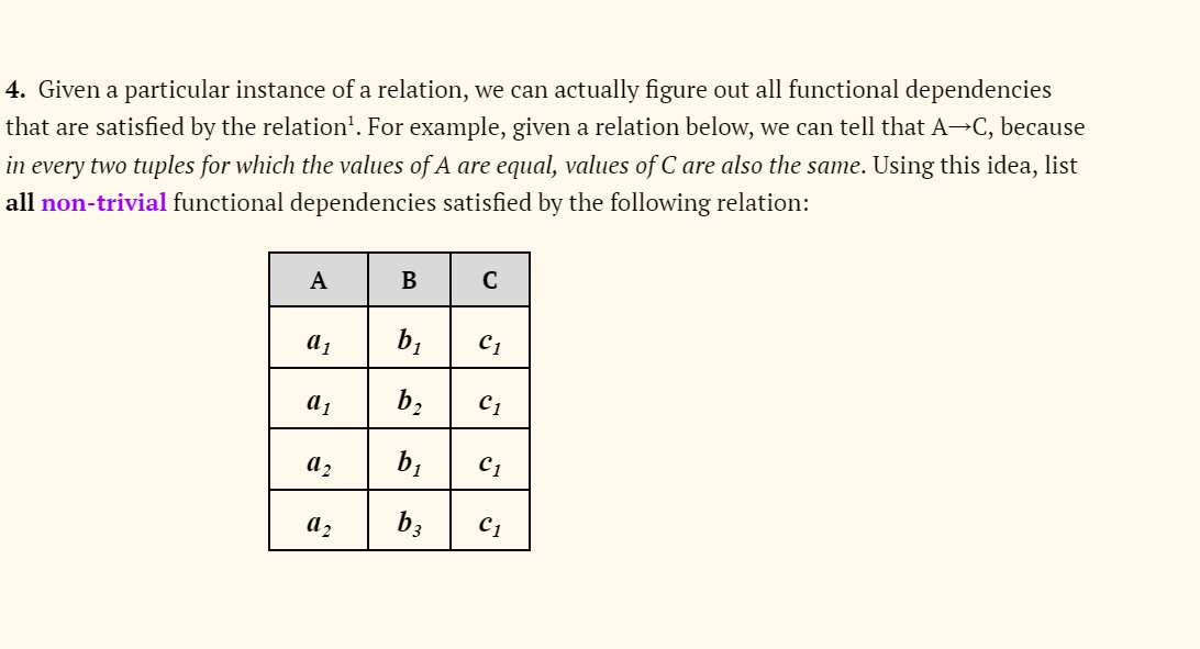 Solved 4. Given a particular instance of a relation, we can | Chegg.com