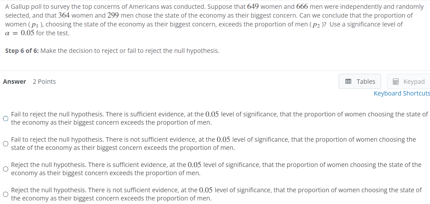 Solved A Gallup poll to survey the top concerns of Americans | Chegg.com