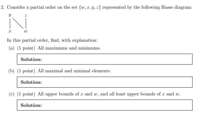 Solved Consider a partial order on the set {w,x,y,z} | Chegg.com