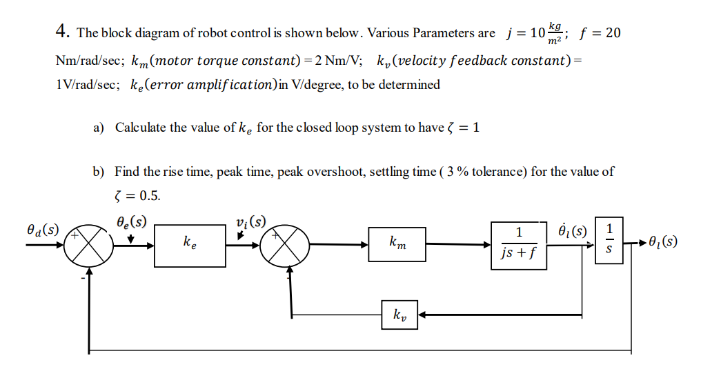 Solved 4. The block diagram of robot control is shown below. | Chegg.com