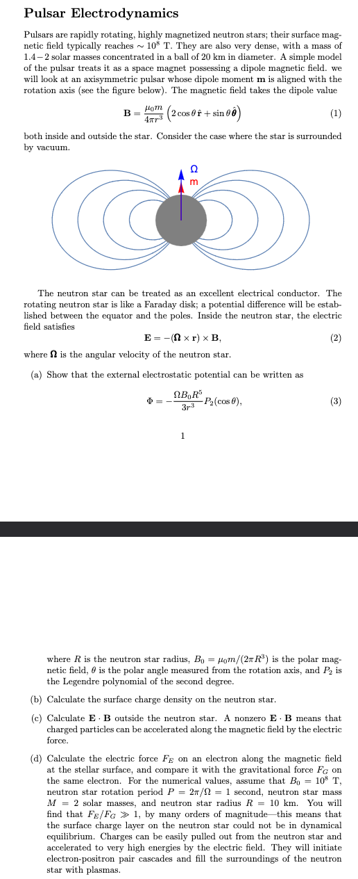 Solved Pulsar ElectrodynamicsPulsars are rapidly rotating, | Chegg.com