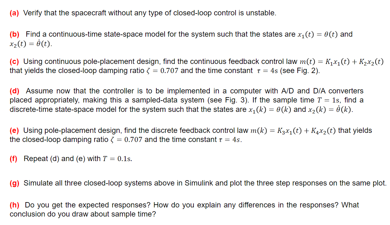 Solved Fig. 1 shows a typical spacecraft attitude control | Chegg.com
