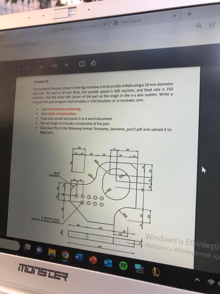 Solved Problem 3) The outline of the part shown in the | Chegg.com