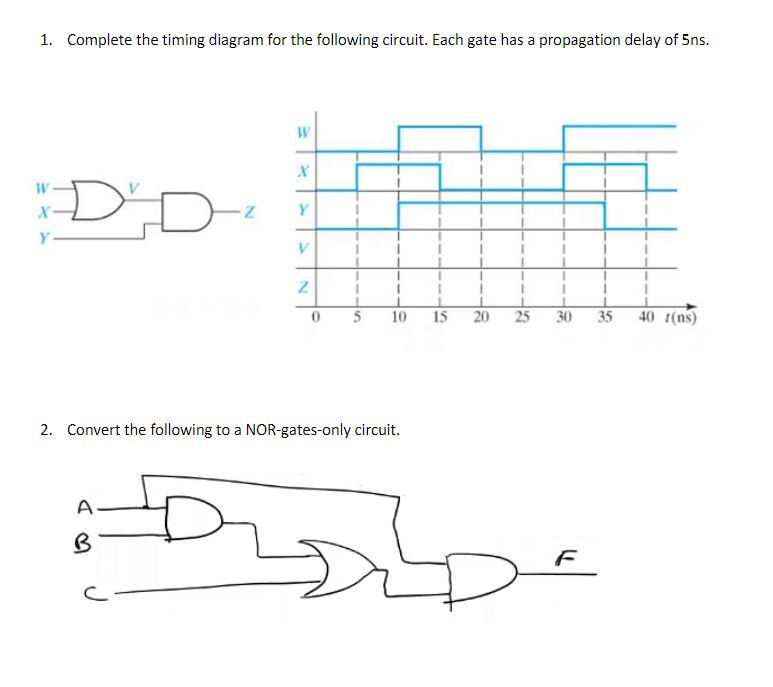 Solved 1. Complete the timing diagram for the following | Chegg.com